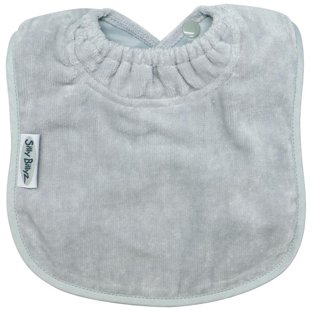 SILLY BILLYZ VELOUR PLAIN TOWEL BIB LARGE LIGHT GREY — Little Luxury