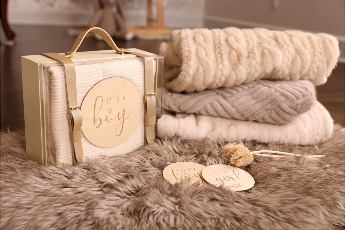 RITZ BABY GIFT FUZZY CABLE DESIGN BLANKET — Little Luxury