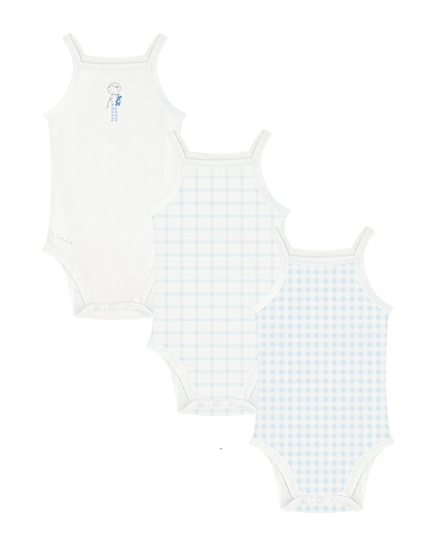 AIME CHILD GINGHAM SLEEVELESS UNDERSHIRTS PACK OF 3 — Little Luxury